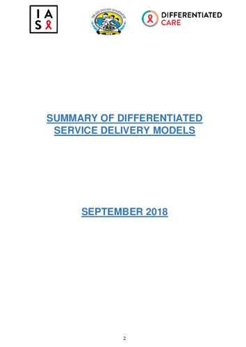 DSD Best Practice Models | Differentiated service delivery