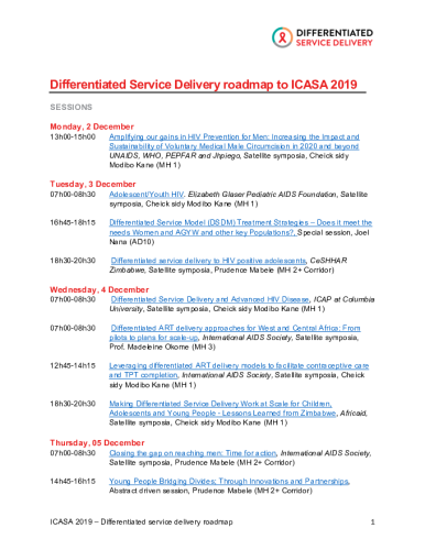 ICASA 2019 roadmap for differentiated service delivery | Differentiated ...