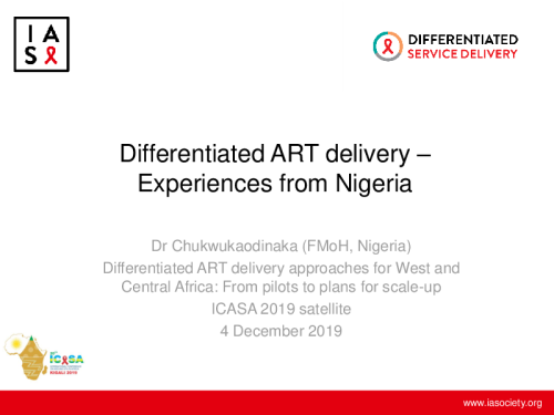 ICASA 2019 satellite session “Differentiated ART delivery approaches ...