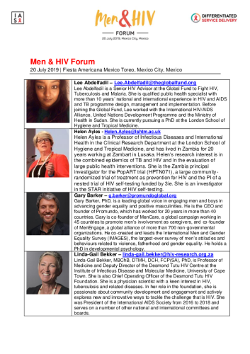 Men & HIV Forum | Differentiated service delivery